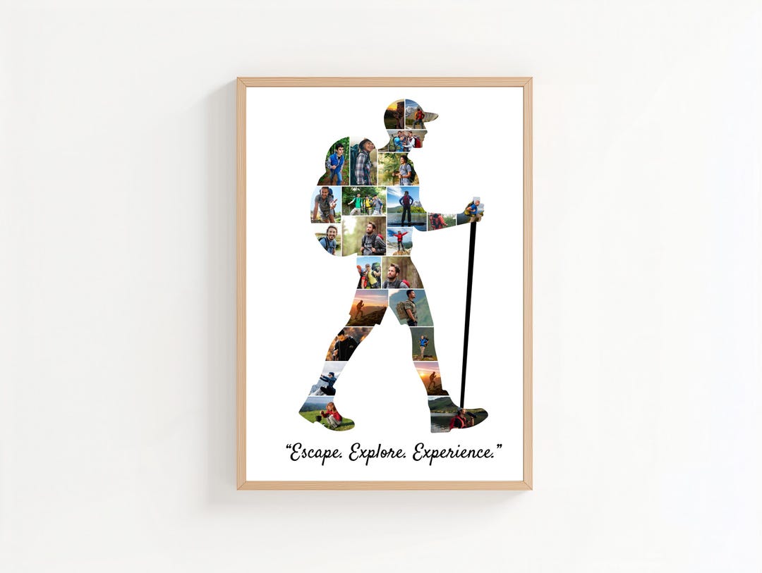 Male Hiker Photo Collage Template: Personalized Adventure Wall Art ...