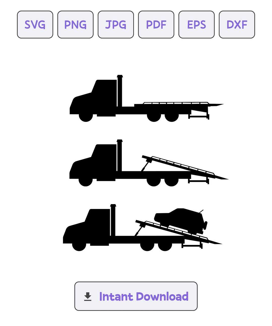 Rollback Truck Silhouette: SVG, DXF, EPS, Clipart (instant Download) - Etsy