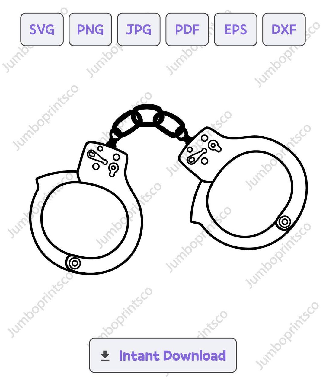 Handcuff Silhouette SVG, Svg, Dxf, Eps, Cricut, Clipart, Silhouette Cut ...