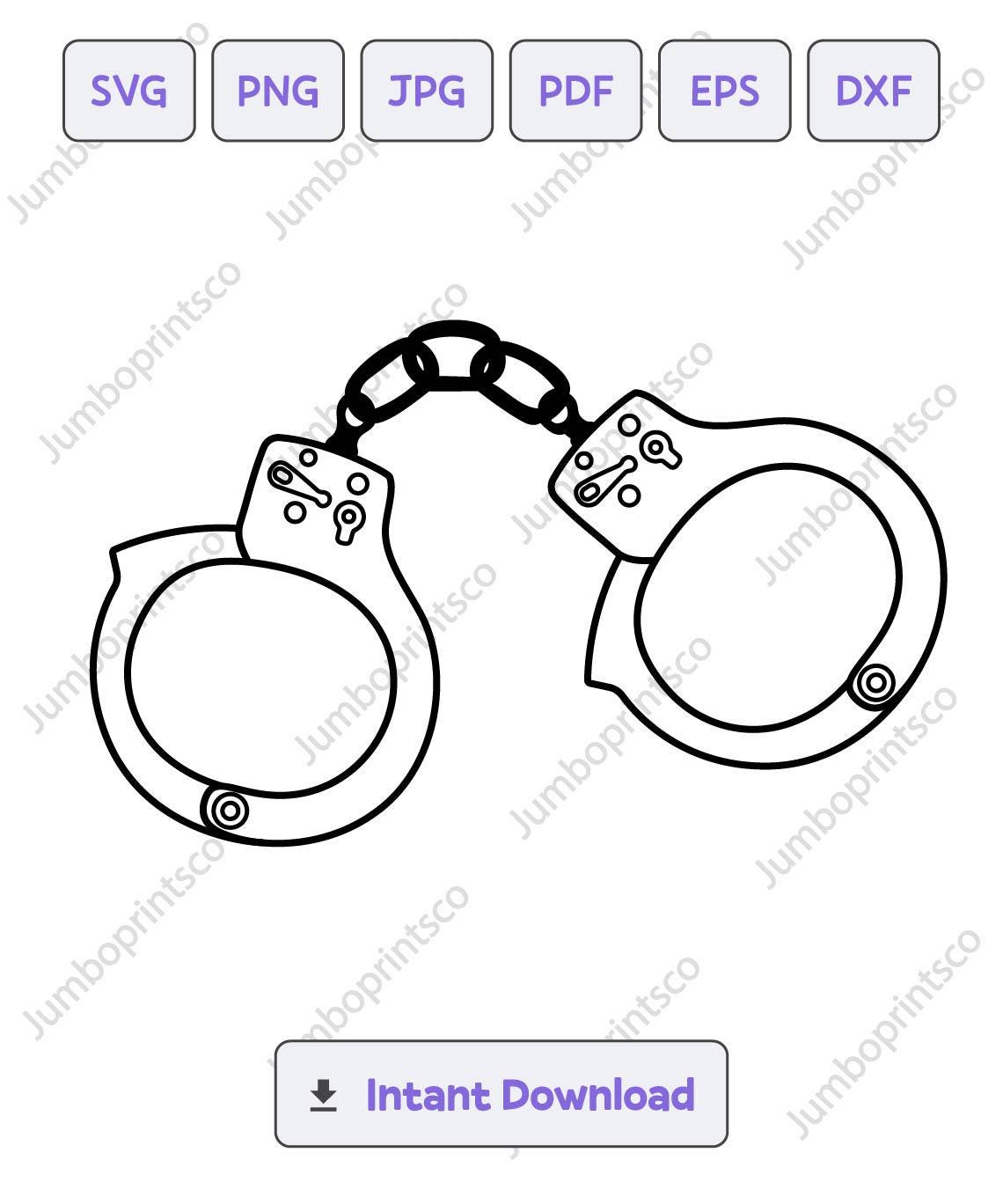 Handcuff Silhouette Cut File: SVG, DXF, EPS (instant Download) - Etsy