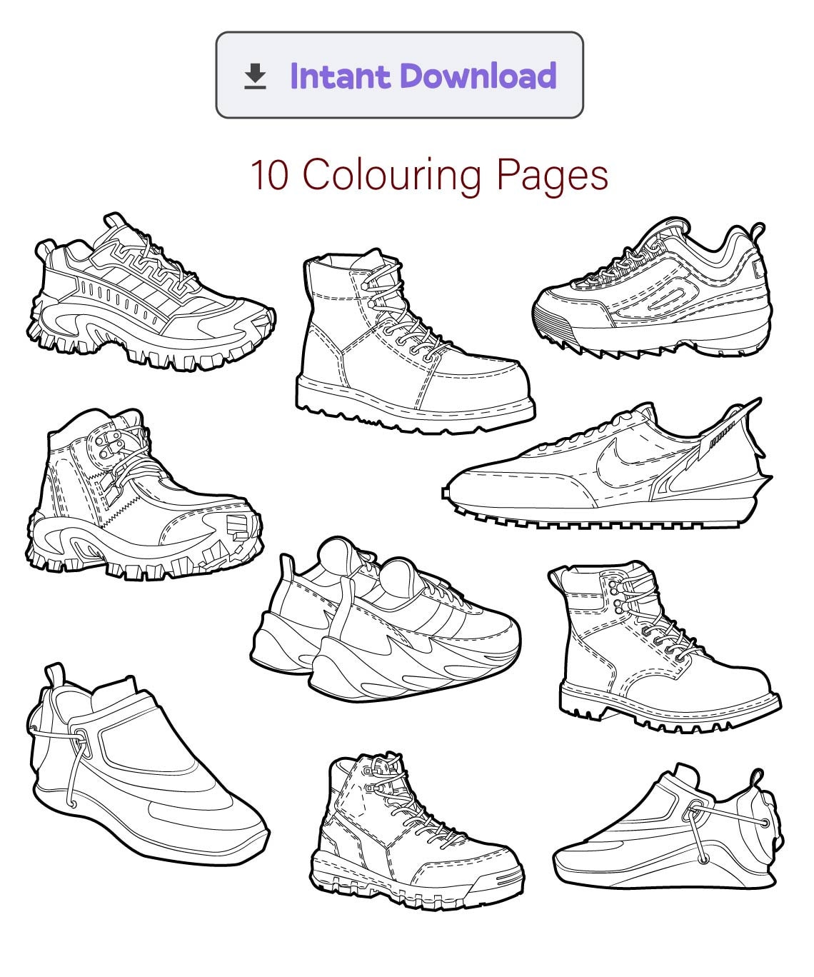 Sneakers Colouring Page | Kids Colouring Ideas & Drawing Activities ...
