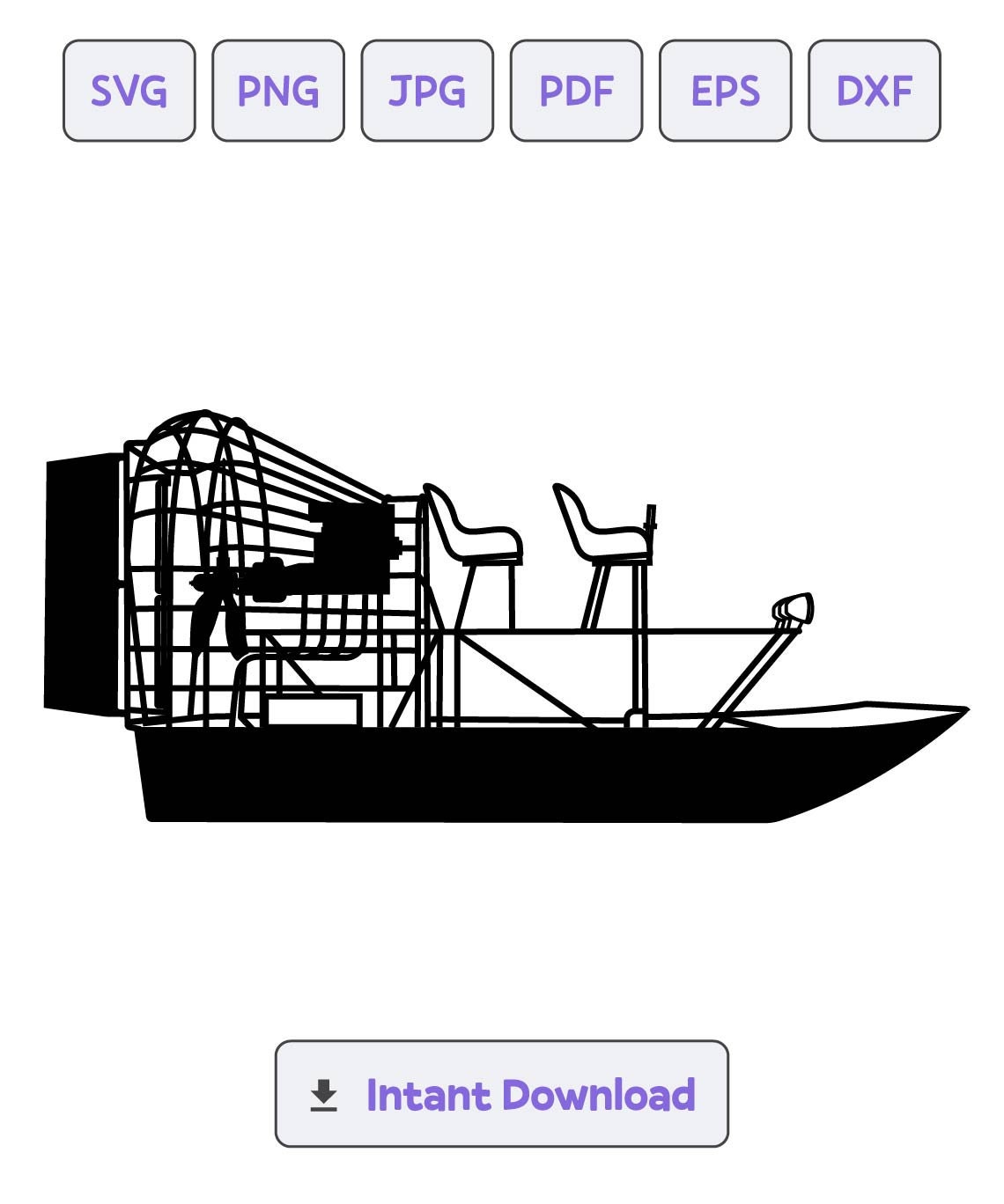 Airboat Silhouette SVG, Svg, Airboat Dxf, Eps, Airboat Cricut, Clipart ...
