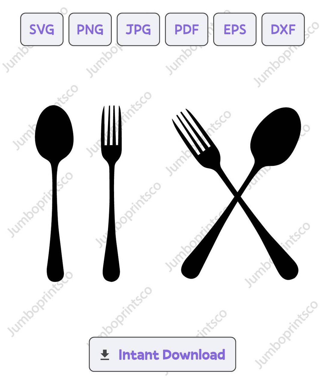 Spoon and Fork Silhouette SVG, Svg, Dxf, Spoon Fork Eps, Cricut ...