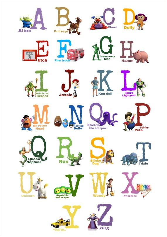 Toy Story Alphabet Print Digital Download Printable wall art | Etsy