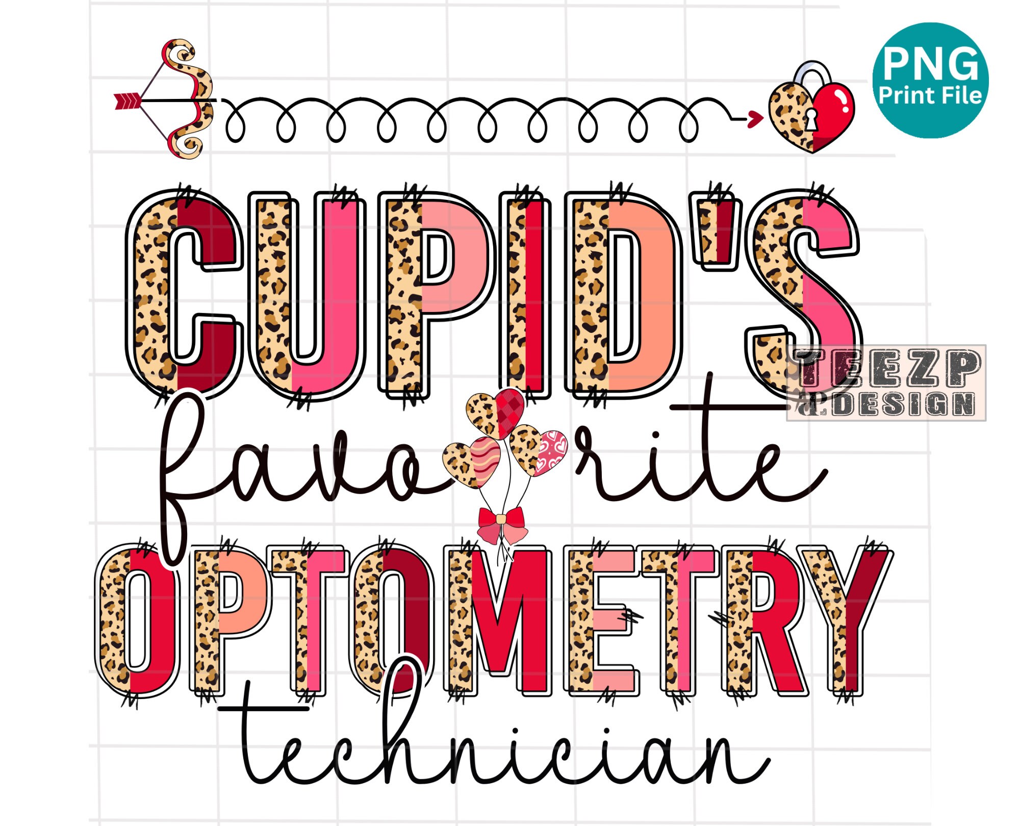 Cupid's Favorite Optometry Technician Valentine PNG, Half Leopard ...