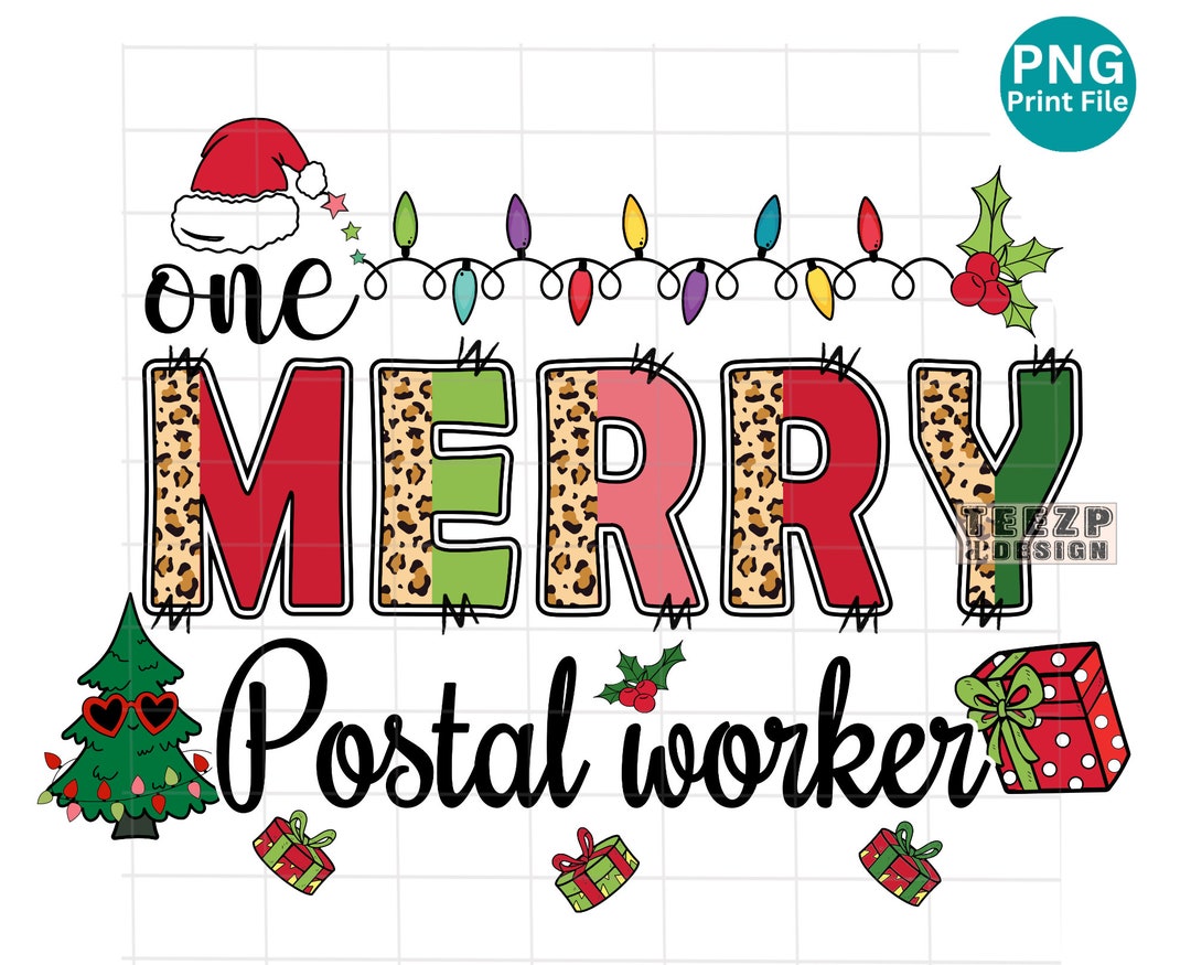 One Merry Postal Worker PNG, Christmas Postal Worker Half Leopard ...
