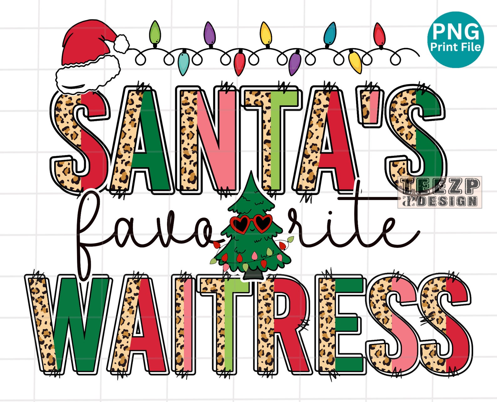 Waitress Christmas PNG, Santa's Favorite Waitress PNG, Waitress Life ...