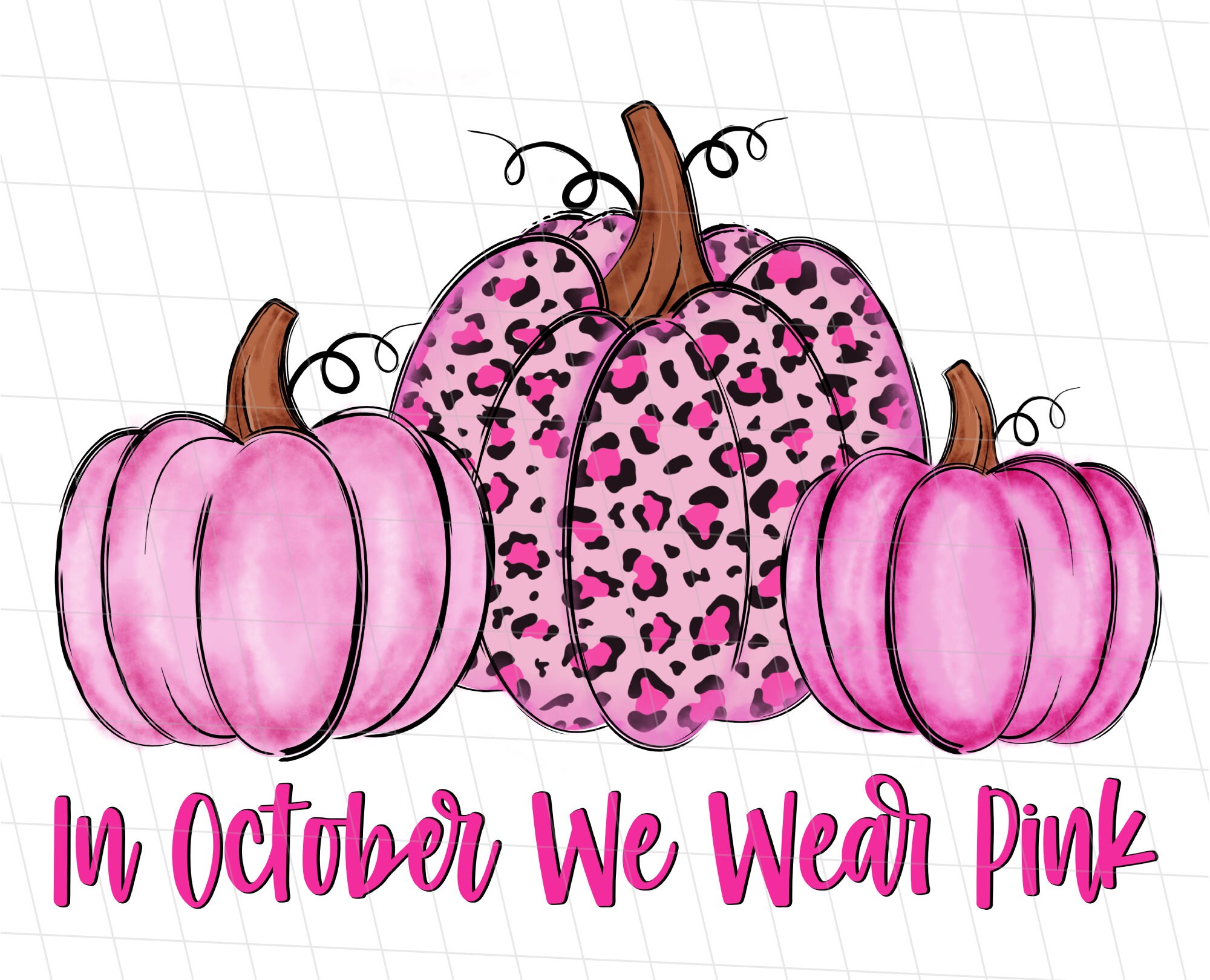 In October We Wear Pink PNG Breast Cancer Leopard Pumpkin - Etsy