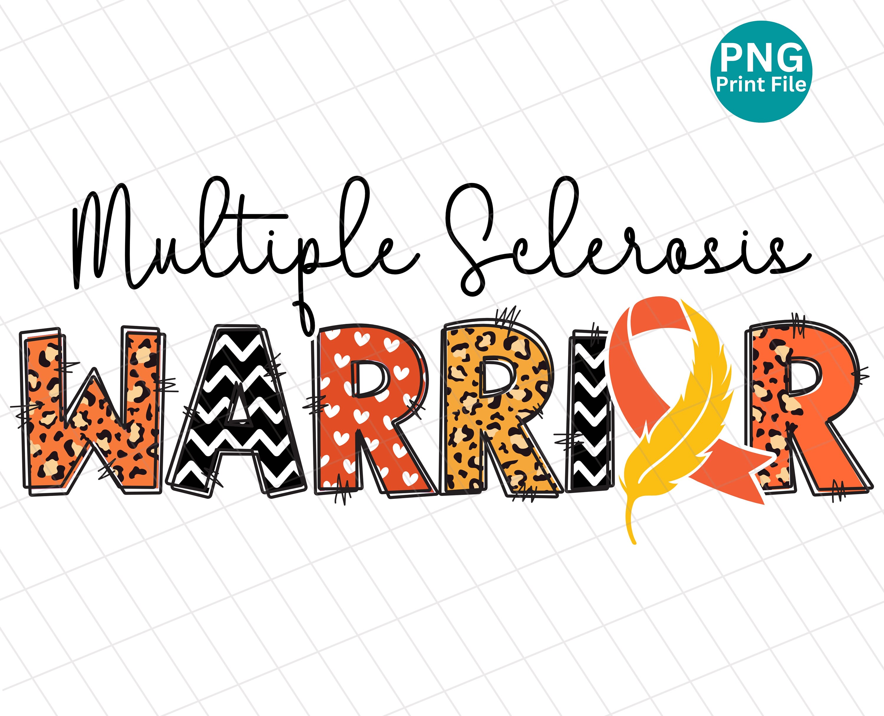 Multiple Sclerosis Warrior Doodle Letter PNG MS Awareness - Etsy