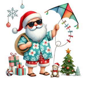 Tropical Christmas Watercolor Clipart, Christmas in July Clipart Mega ...