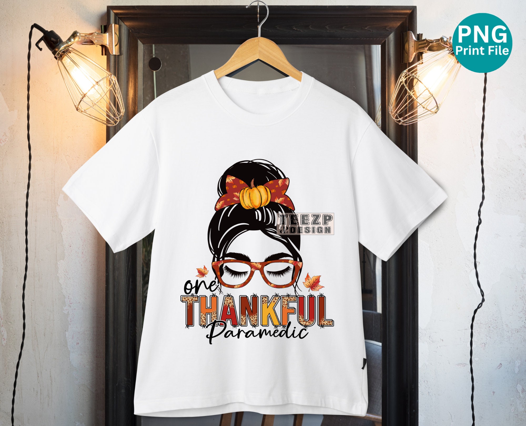 Paramedic Thankful Messy Bun PNG Paramedic Fall Leopard - Etsy
