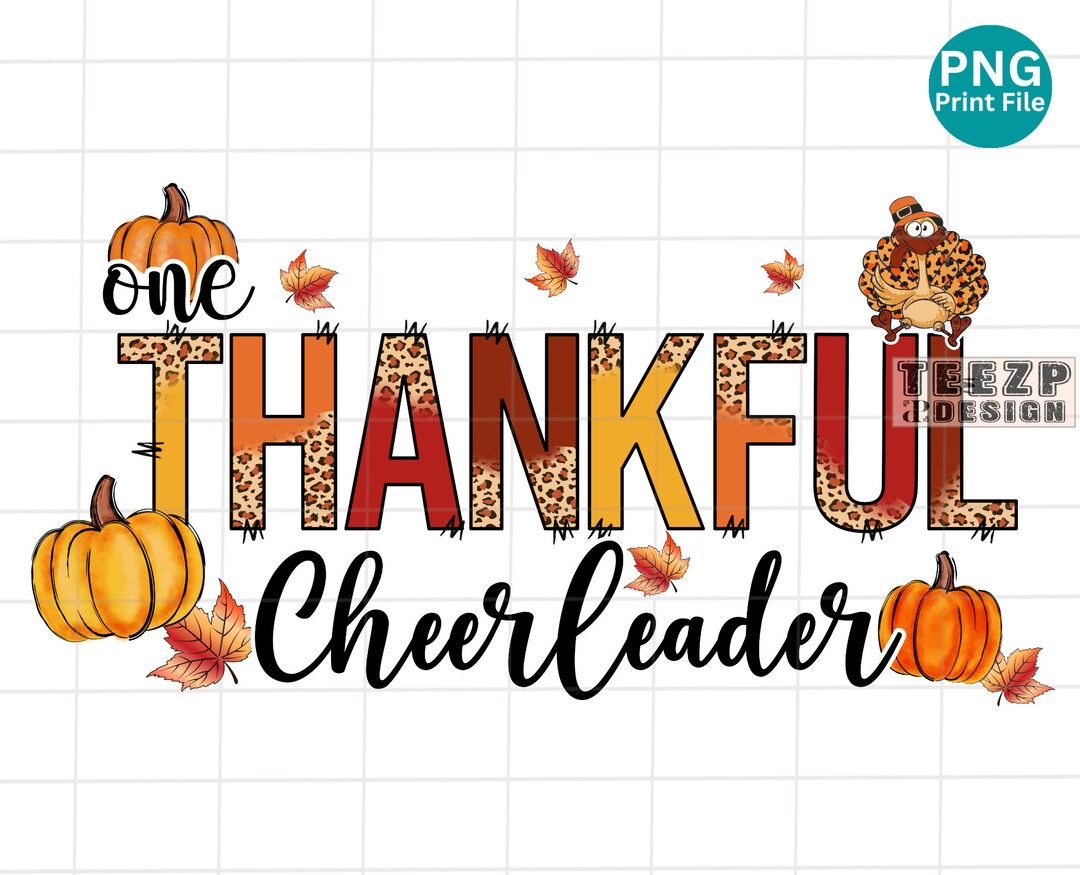 Cheerleader One Thankful Turkey PNG, Cheerleader Fall Leopard ...