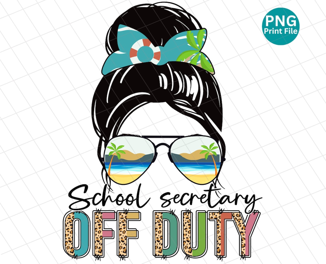 School Secretary off Duty Leopard Messy Bun PNG, School Secretary Beach ...