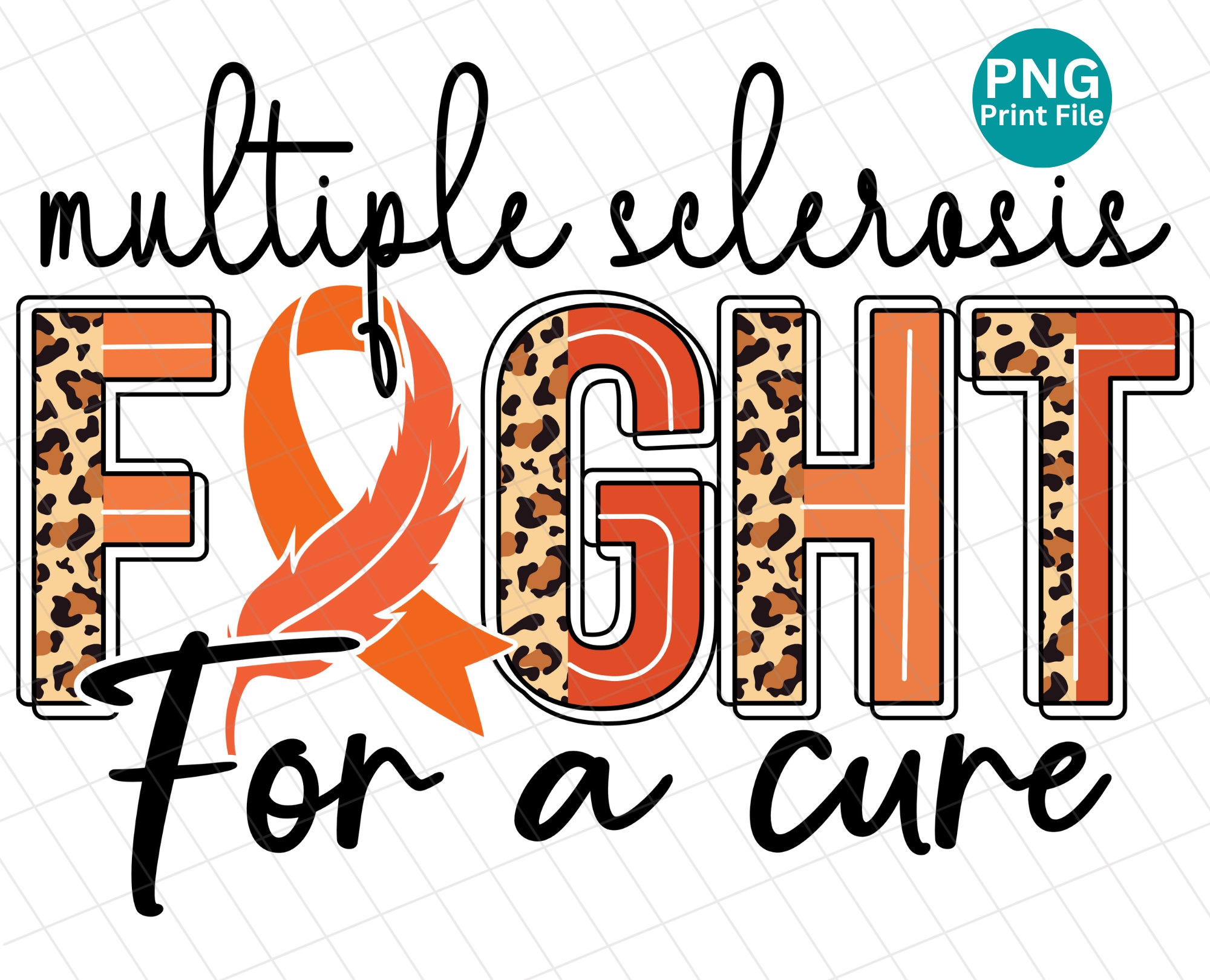 Multiple Sclerosis Fight for a Cure PNG, MS Fighter Awareness Leopard ...