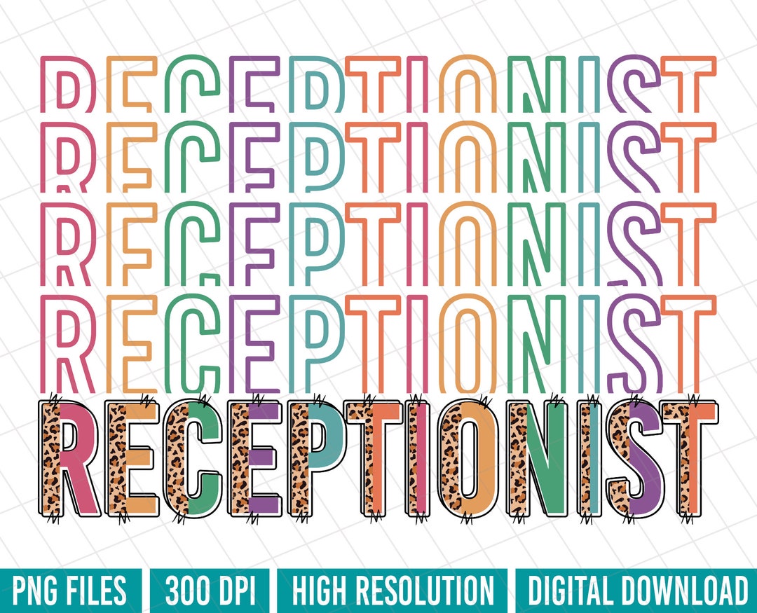 Receptionist Doodle Letter PNG, Receptionist Leopard Sublimation ...