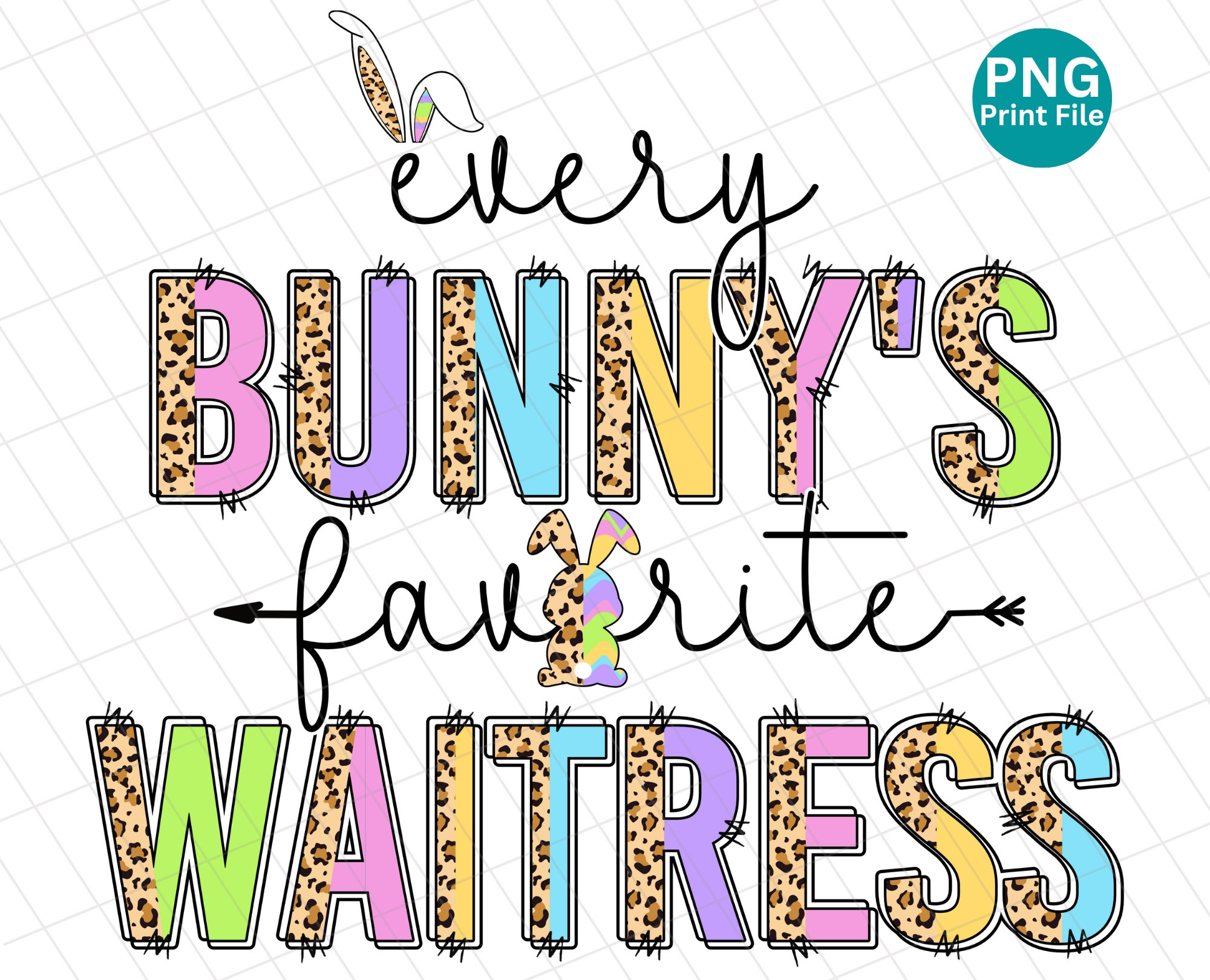 Every Bunny's Favorite Waitress PNG, Half Leopard Waitress Easter ...