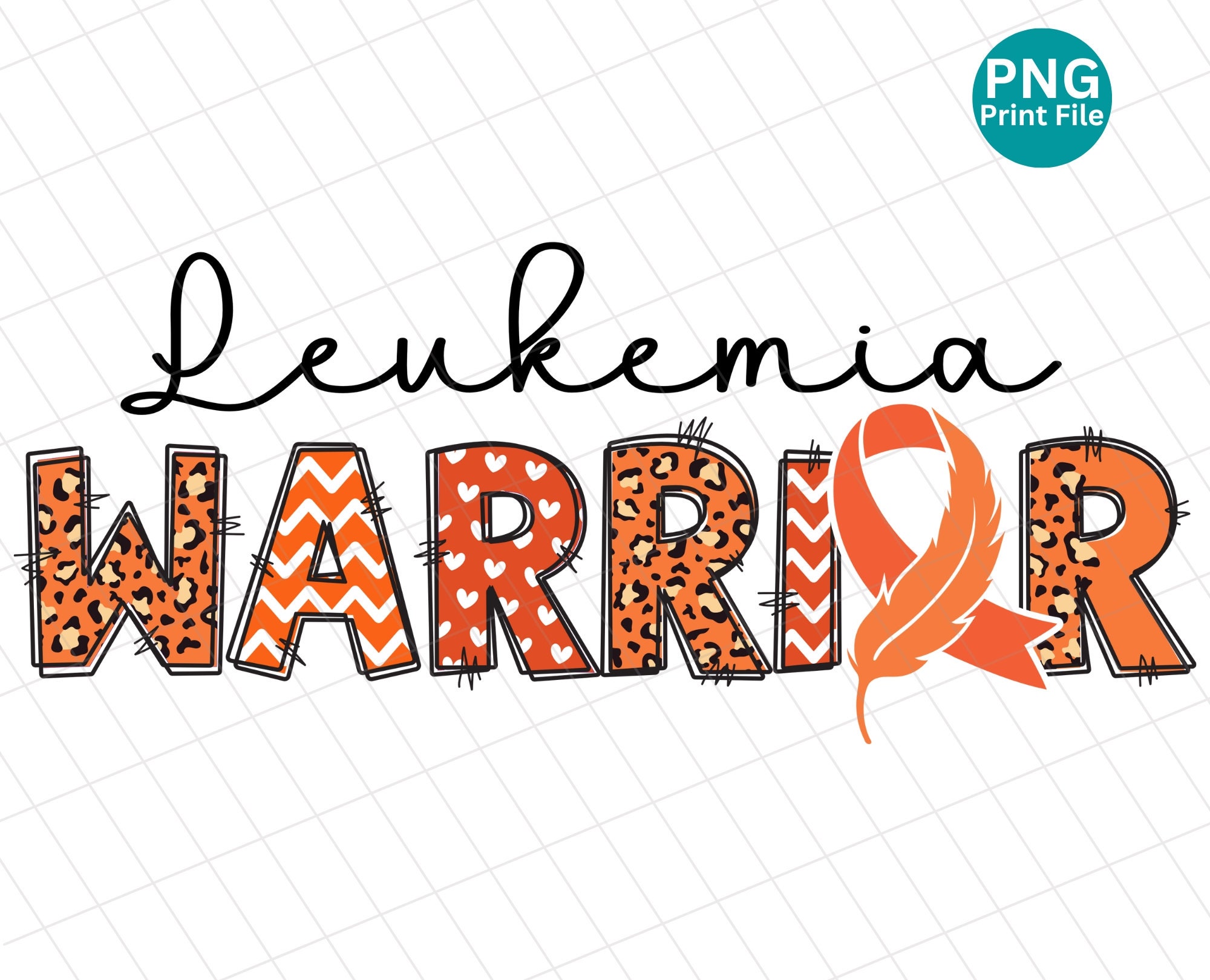 Leukemia Warrior Doodle Letter PNG Leukemia Awareness Leopard - Etsy