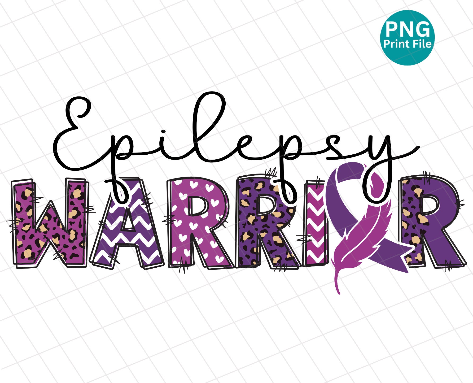 Epilepsy Awareness Doodle Letter PNG Epilepsy Awareness - Etsy