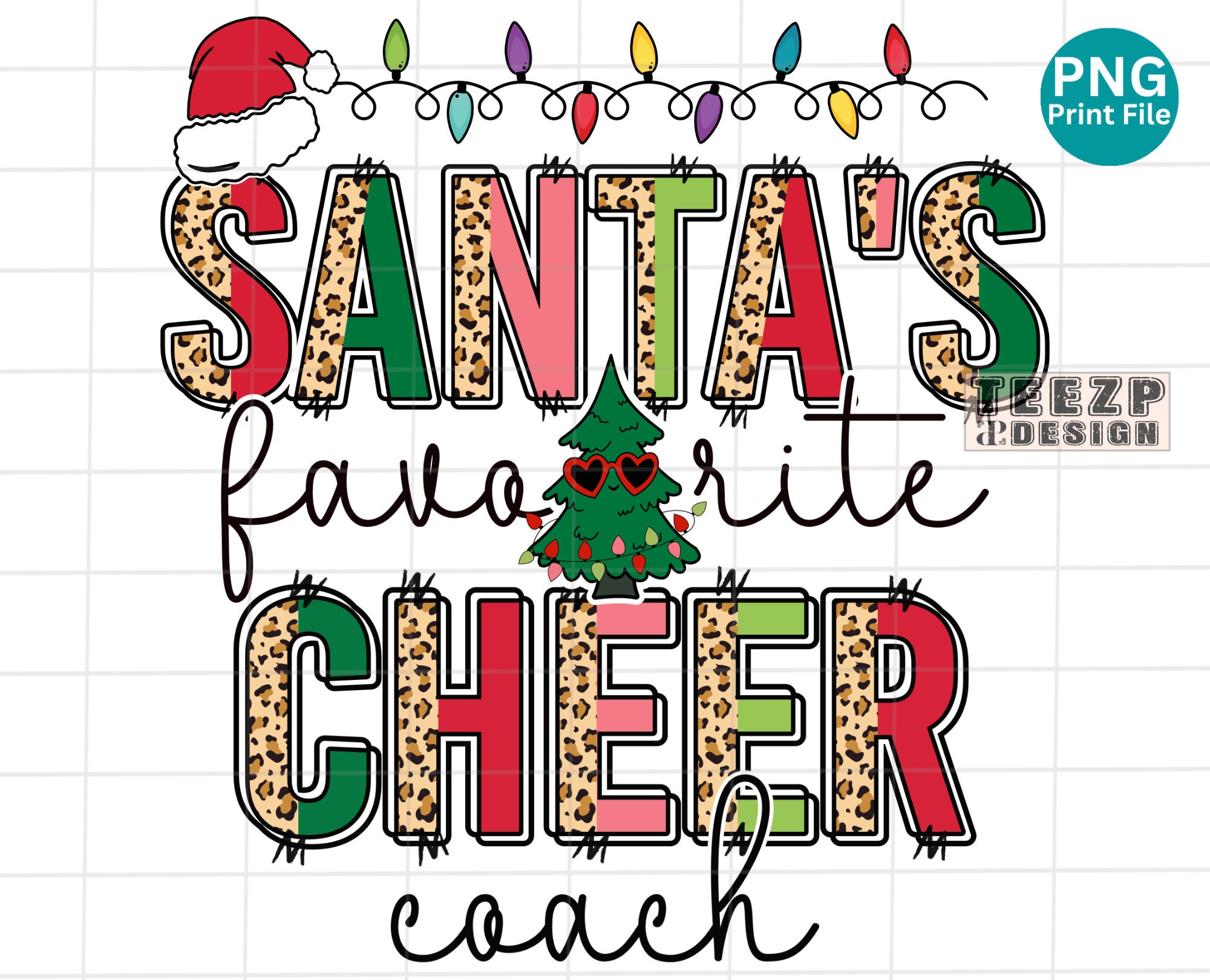 Cheer Coach Santa's Favorite PNG, Christmas Cheer Coach Sublimation ...