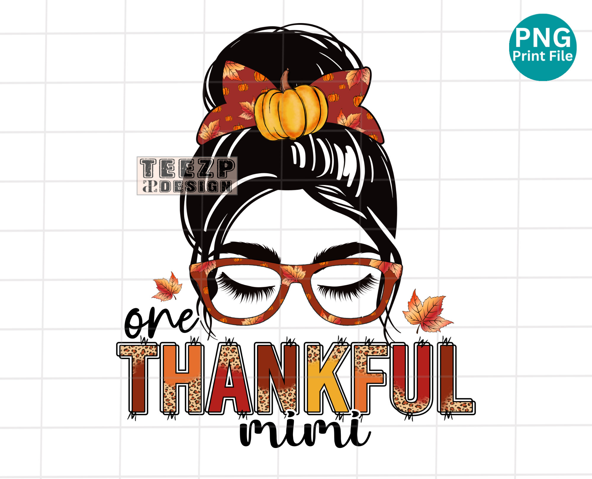 Mimi One Thankful Messy Bun PNG, Mimi Fall Leopard Sublimation, Mimi ...