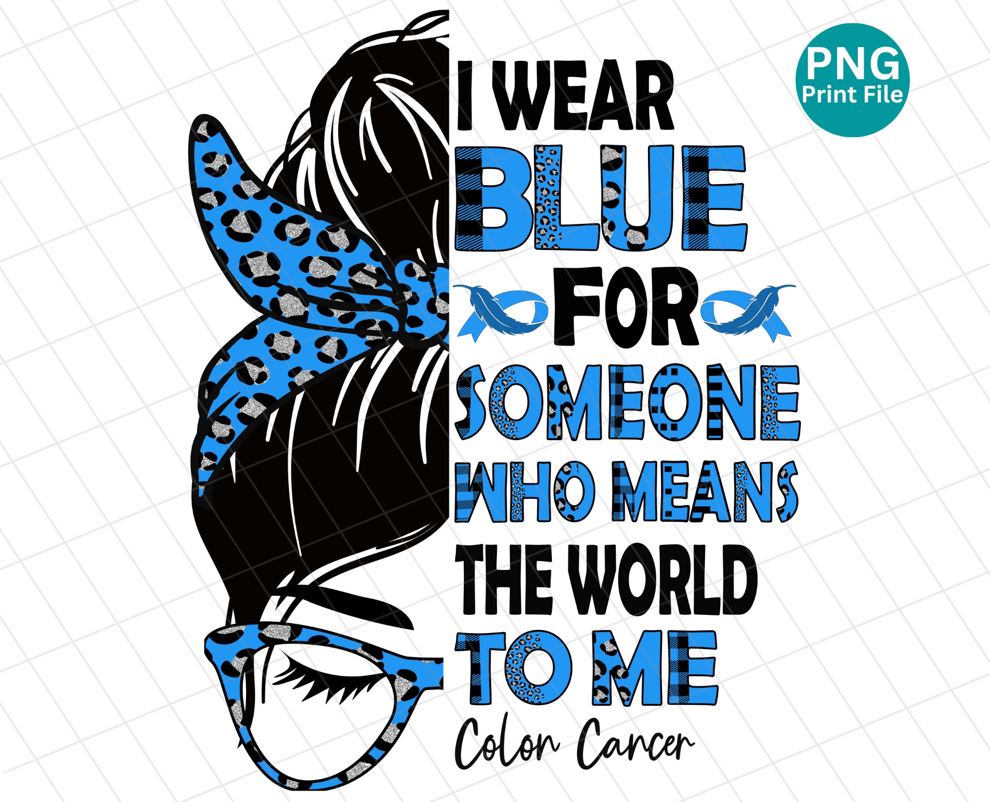 Colon Cancer I Wear Blue PNG Colon Cancer Awareness Leopard - Etsy