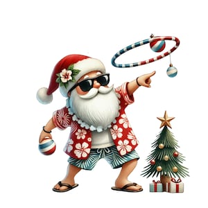 Tropical Christmas Watercolor Clipart, Christmas in July Clipart Mega ...