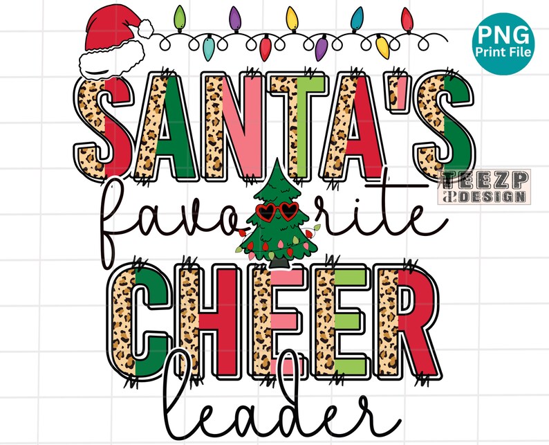 Cheerleader Santa's Favorite PNG, Christmas Cheerleader Sublimation ...