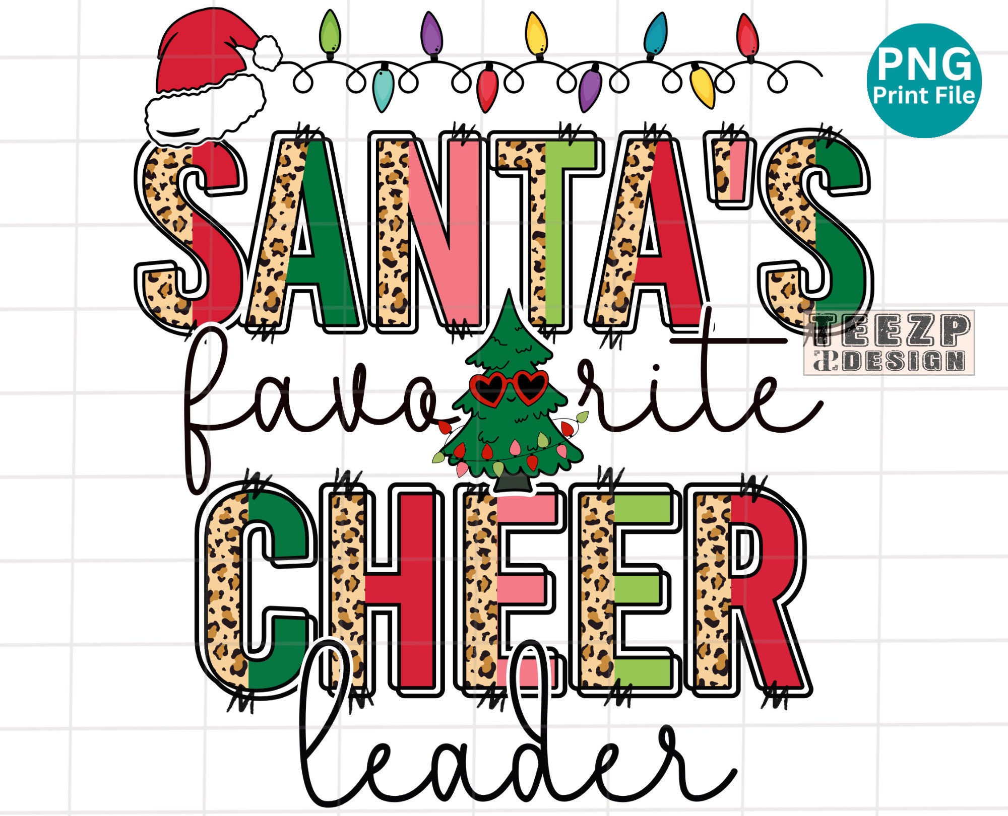 Cheerleader Santa's Favorite PNG, Christmas Cheerleader Sublimation ...