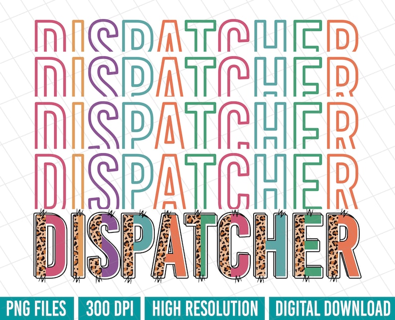Dispatcher Doodle Letter PNG, Dispatcher Leopard Sublimation ...