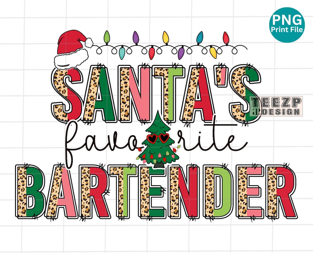 Bartender Santa's Favorite PNG Christmas Bartender - Etsy