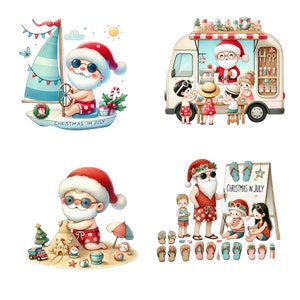 Tropical Christmas Watercolor Clipart, Christmas in July Clipart Mega ...