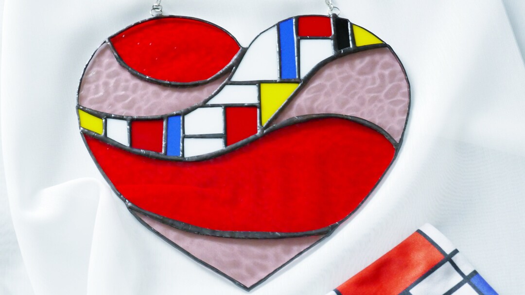 Heart With Mondrian Style, Valentine's Day Gift, Window Decoration ...