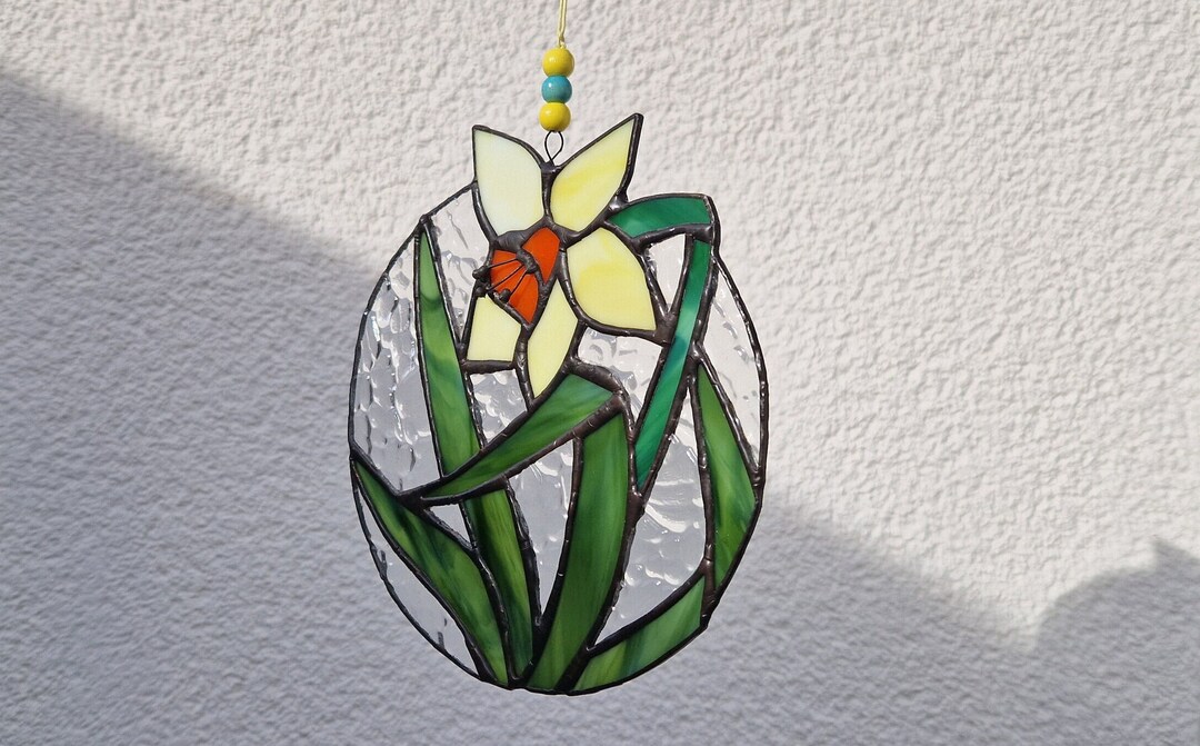 Flowers Daffodils, Stained Glass, Spring Decoration, Window Picture ...