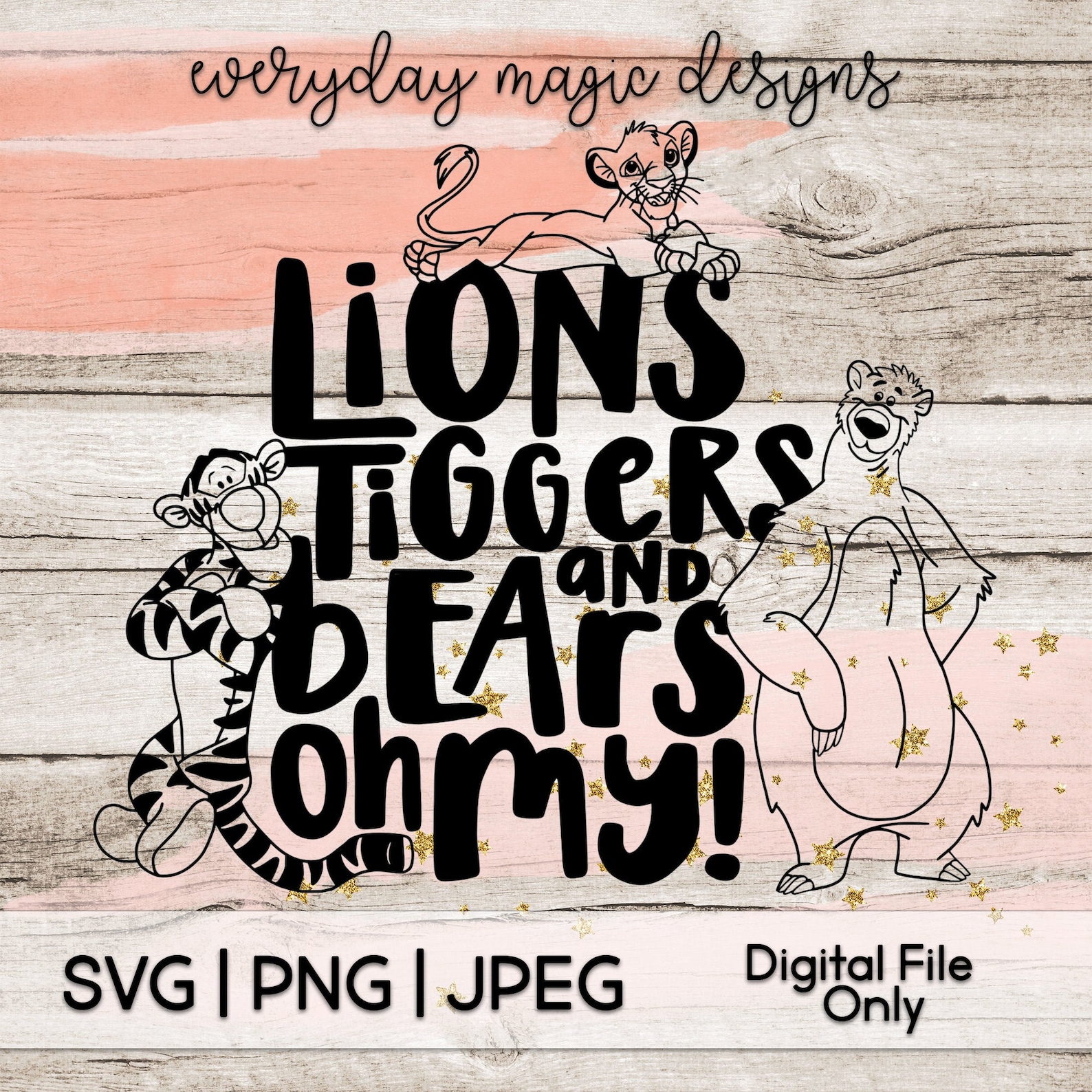 Lions Tiggers and Bears Oh My Svg File Disney SVG the Lion - Etsy