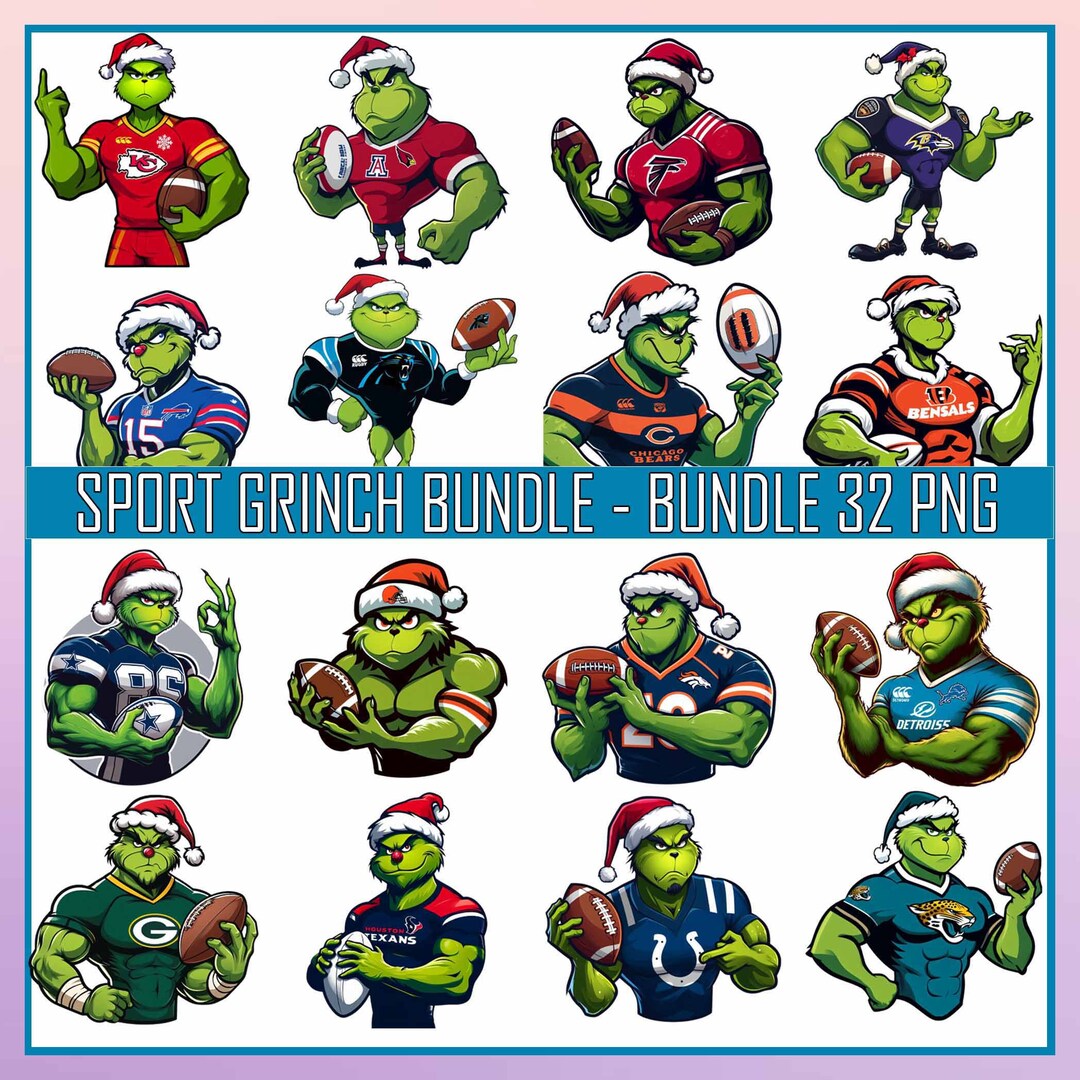 Boujee Grinch Football Png File Grinch Filegrinchmas Green - Etsy
