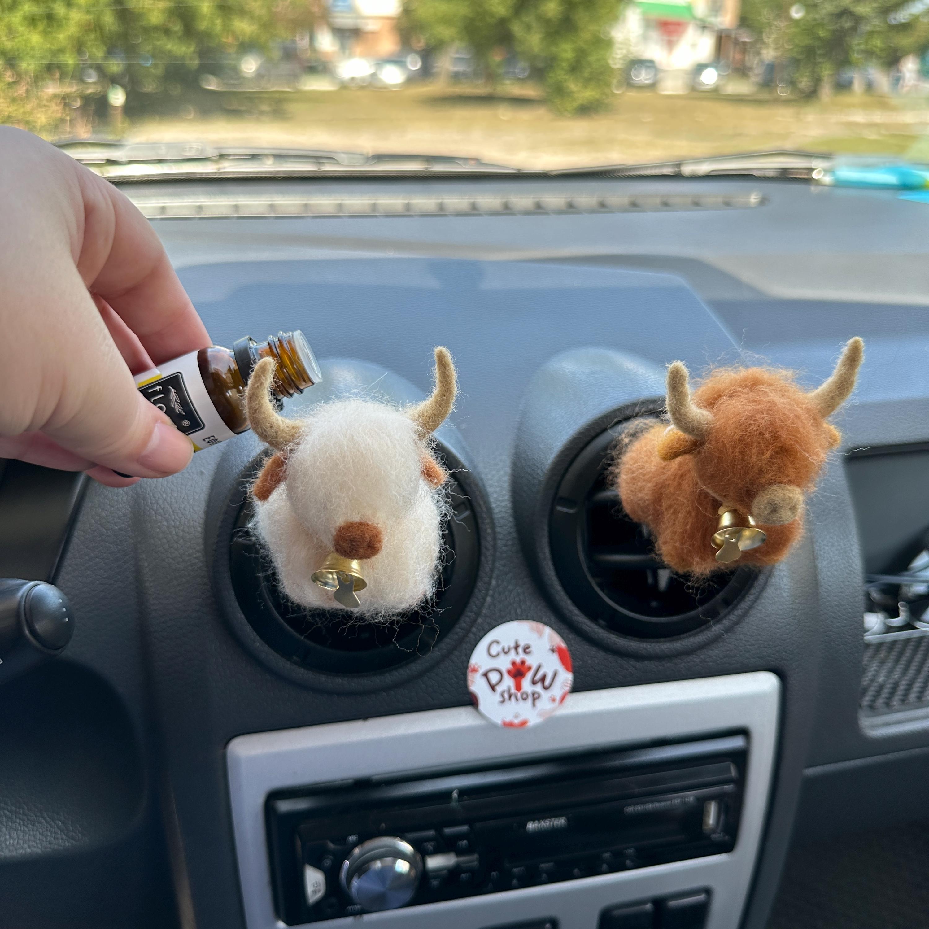 BIG Highland Cows With Bells Air Vent Clip Cowgirl Car Accessories Cow ...
