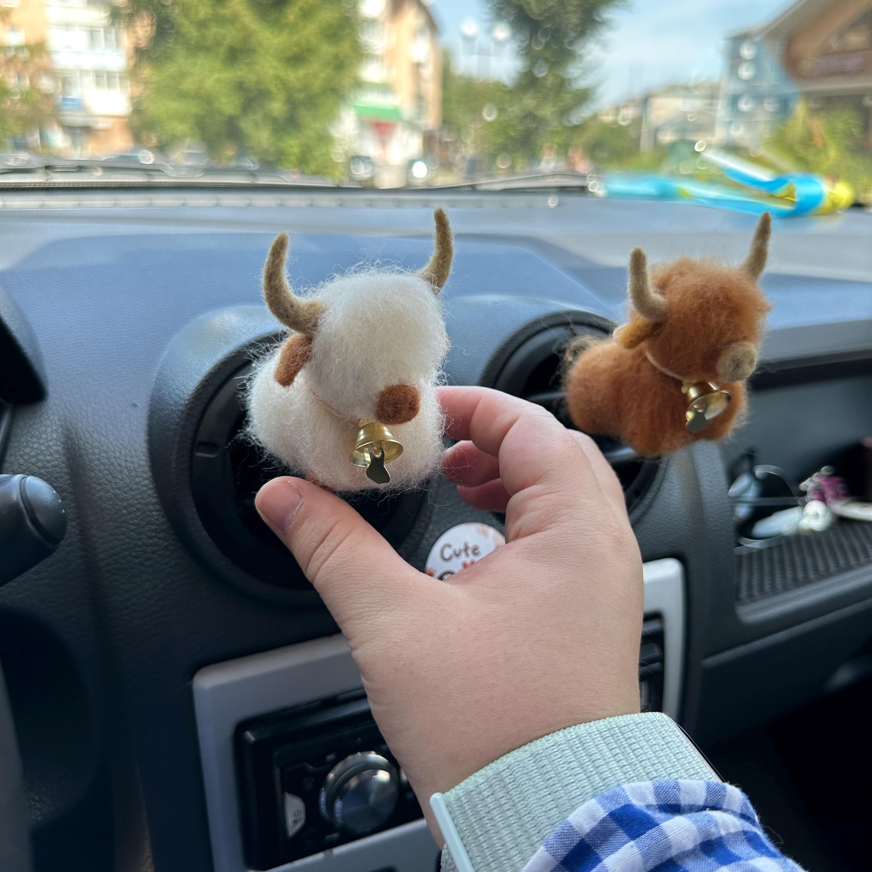 BIG Highland Cows With Bells Air Vent Clip Cowgirl Car Accessories Cow ...