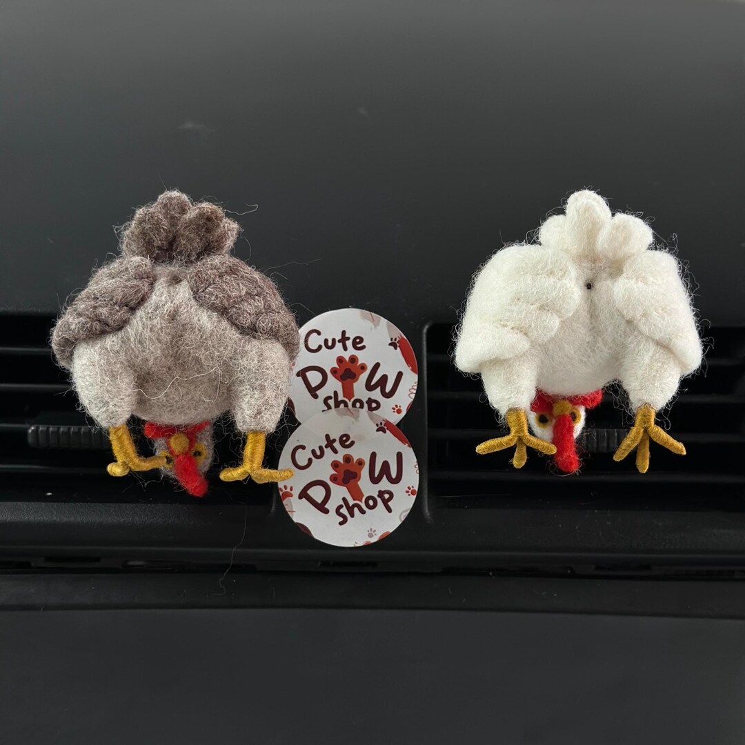 Felted Wool Chicken Air Vent Clip: Handmade Farm Car Decor - Etsy