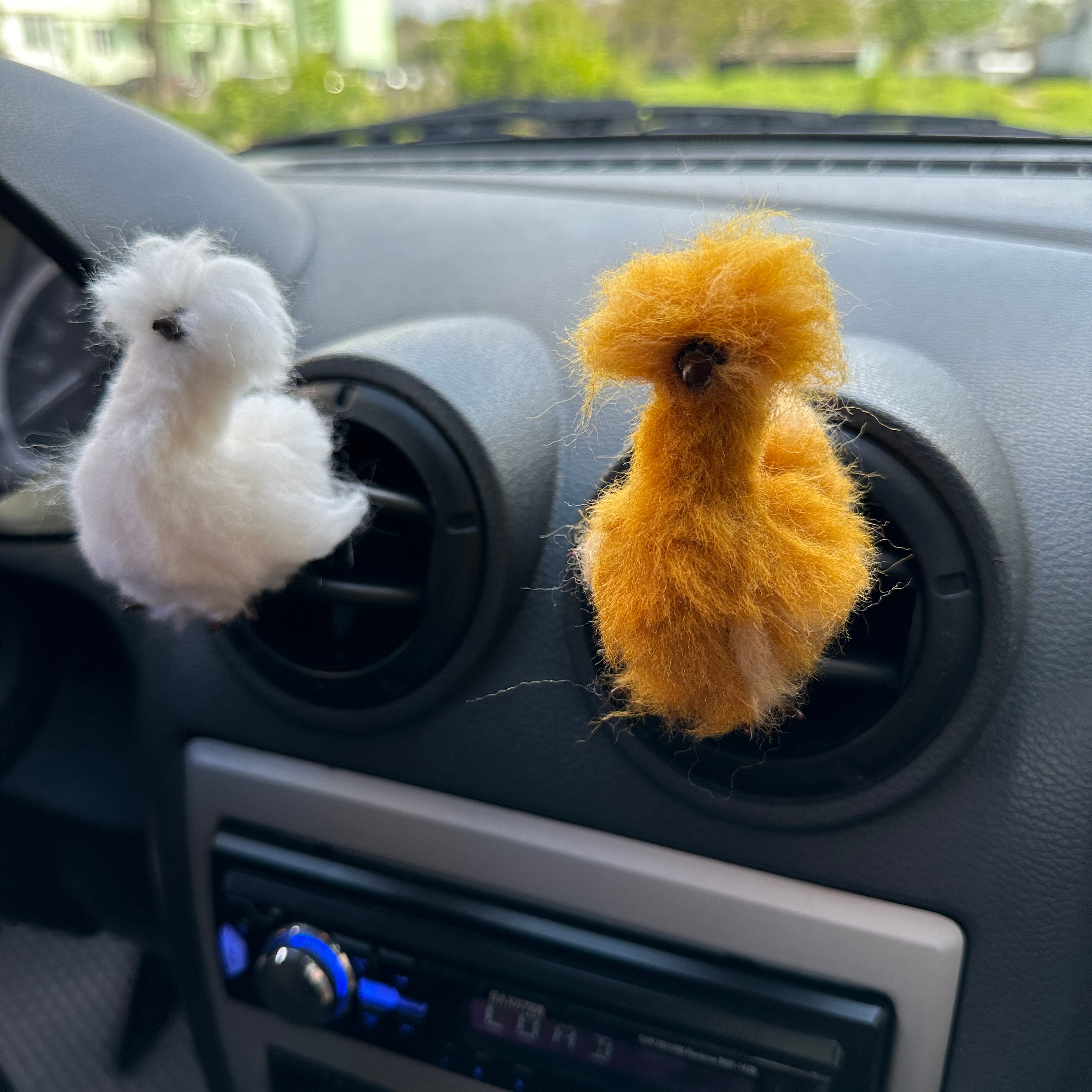 Handmade Wool Silkie Chicken Car Air Vent Clip: Farm Animal Car Decor ...