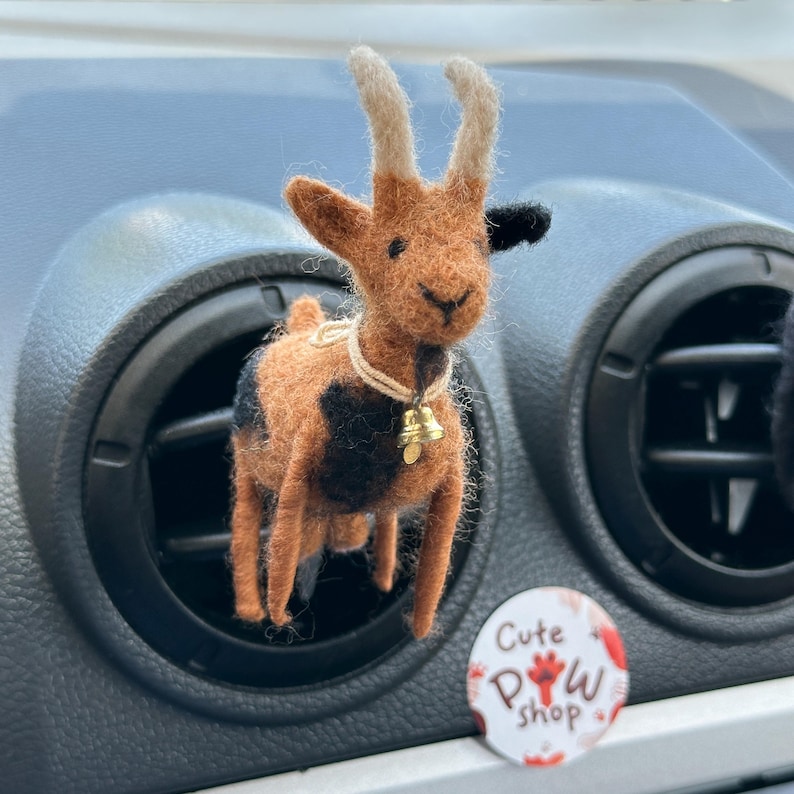 Needle Felted Goat Car Freshies Goat Boy With a Bell Air Vent Clip Farm ...