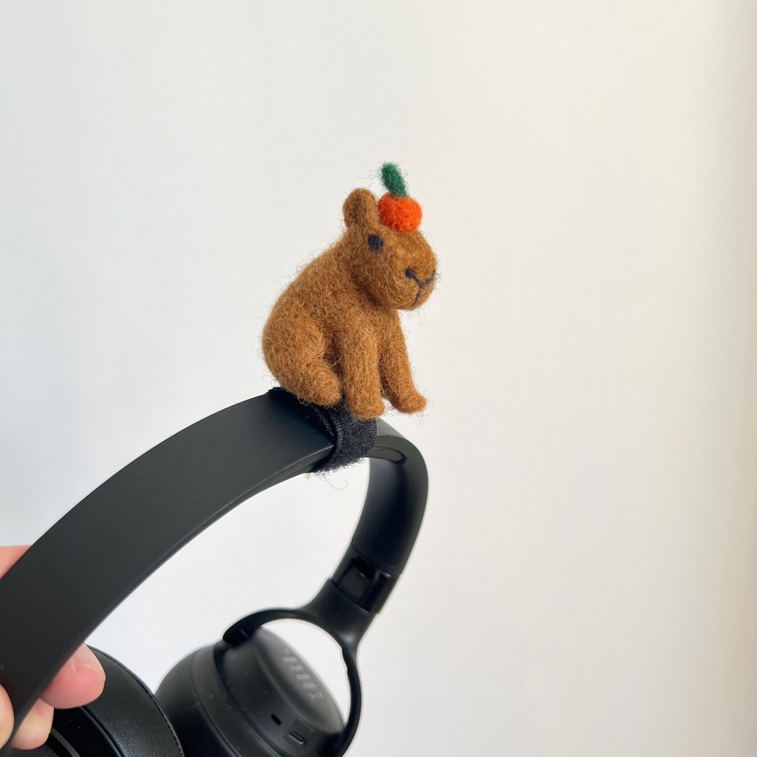 Felted Capybara With Orange Headphone Accessory Cute Headphone ...