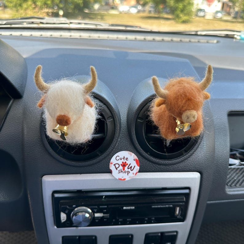 BIG Highland Cows With Bells Air Vent Clip Cowgirl Car Accessories Cow ...