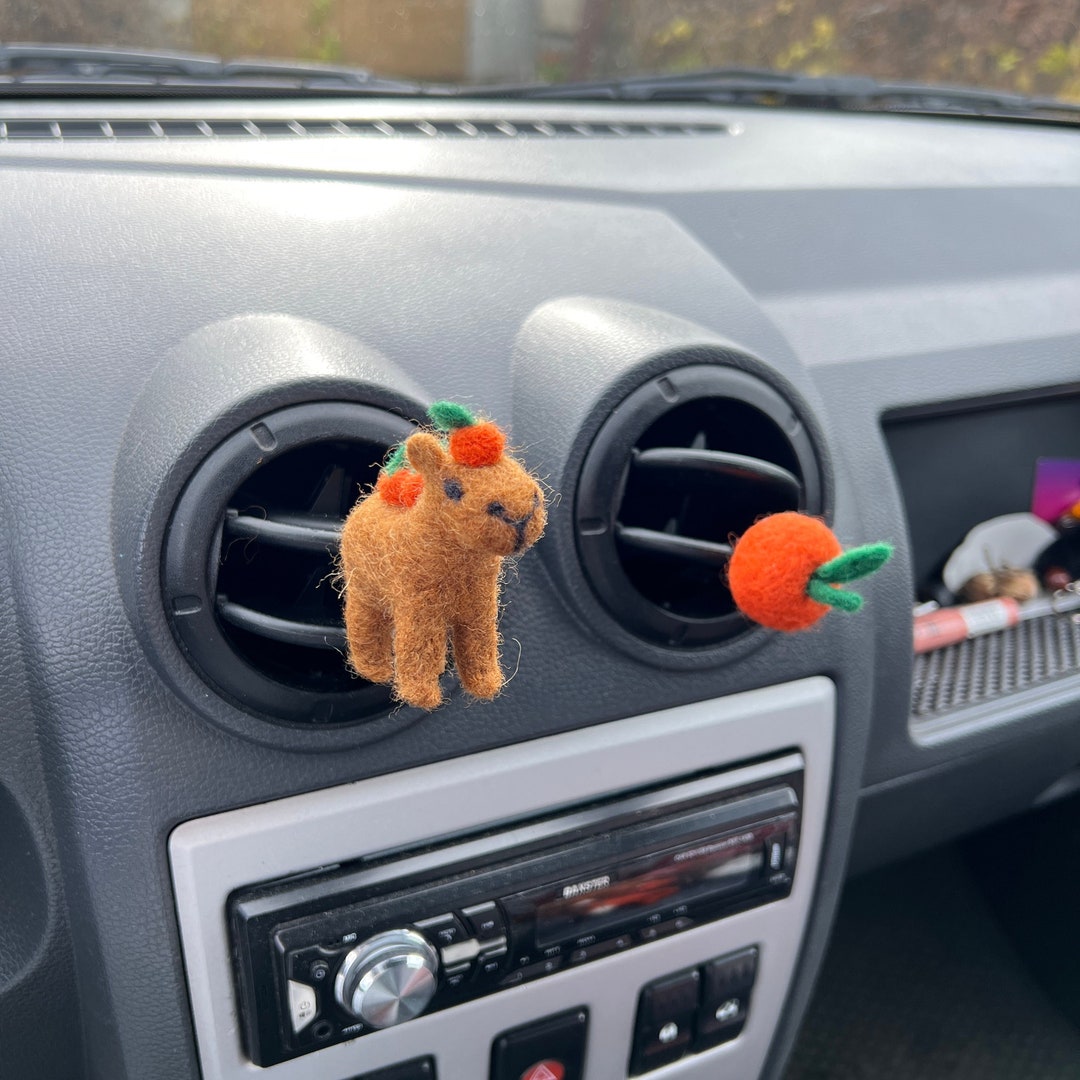 Needle Felted Capybara Car Air Vent Clip: Handmade Wool Car Decor - Etsy