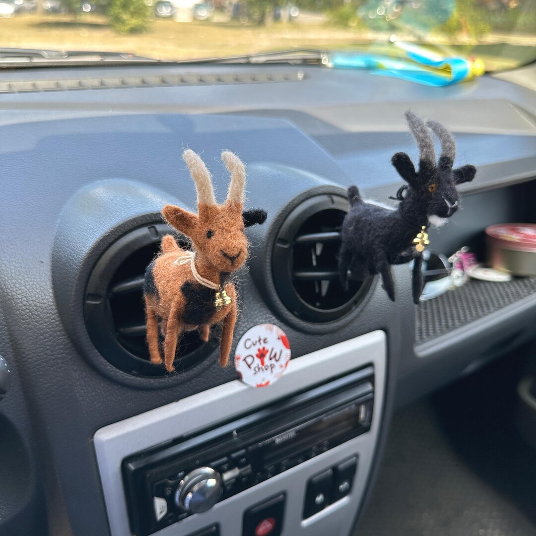 Needle Felted Goat Car Freshies Goat Boy With a Bell Air Vent Clip Farm ...