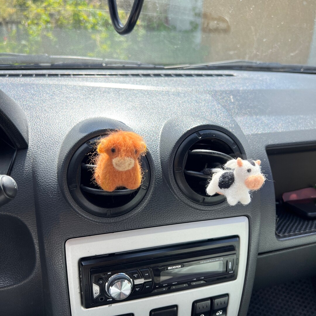 Needle Felted Cow Air Vent Clip: Handmade Car Accessory - Etsy