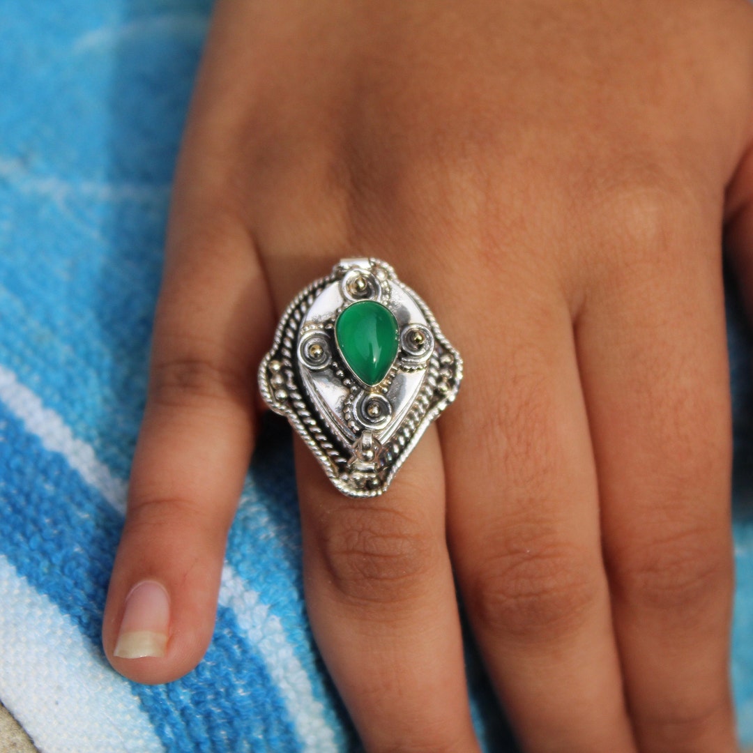 Beautiful Pear Shape Design Handmade Ring Made by 925 Silver Plated ...