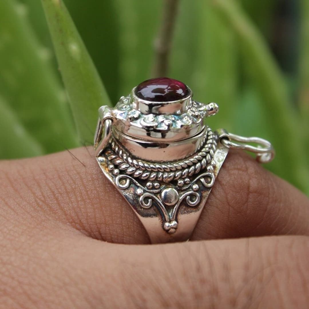 Garnet Poison Ring,925 Silver Plated Ring,poisoner Ring,valentine Ring ...