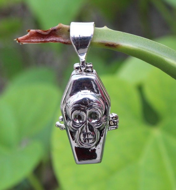 Haloween Giftcoffin Poison Pendant Pill Boxlocket Poison Pendant Secret Compartment Boho Hippie Silver Platedchristmas Gift Etsy