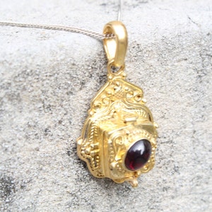 Box Pendent|golden Pendent|oval Design Square Box Pendent|garnet Stone ...