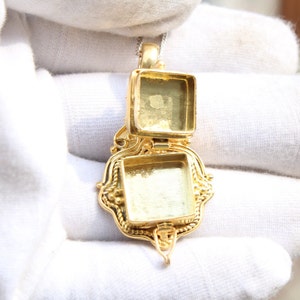 Box Pendent|golden Pendent|oval Design Square Box Pendent|garnet Stone ...